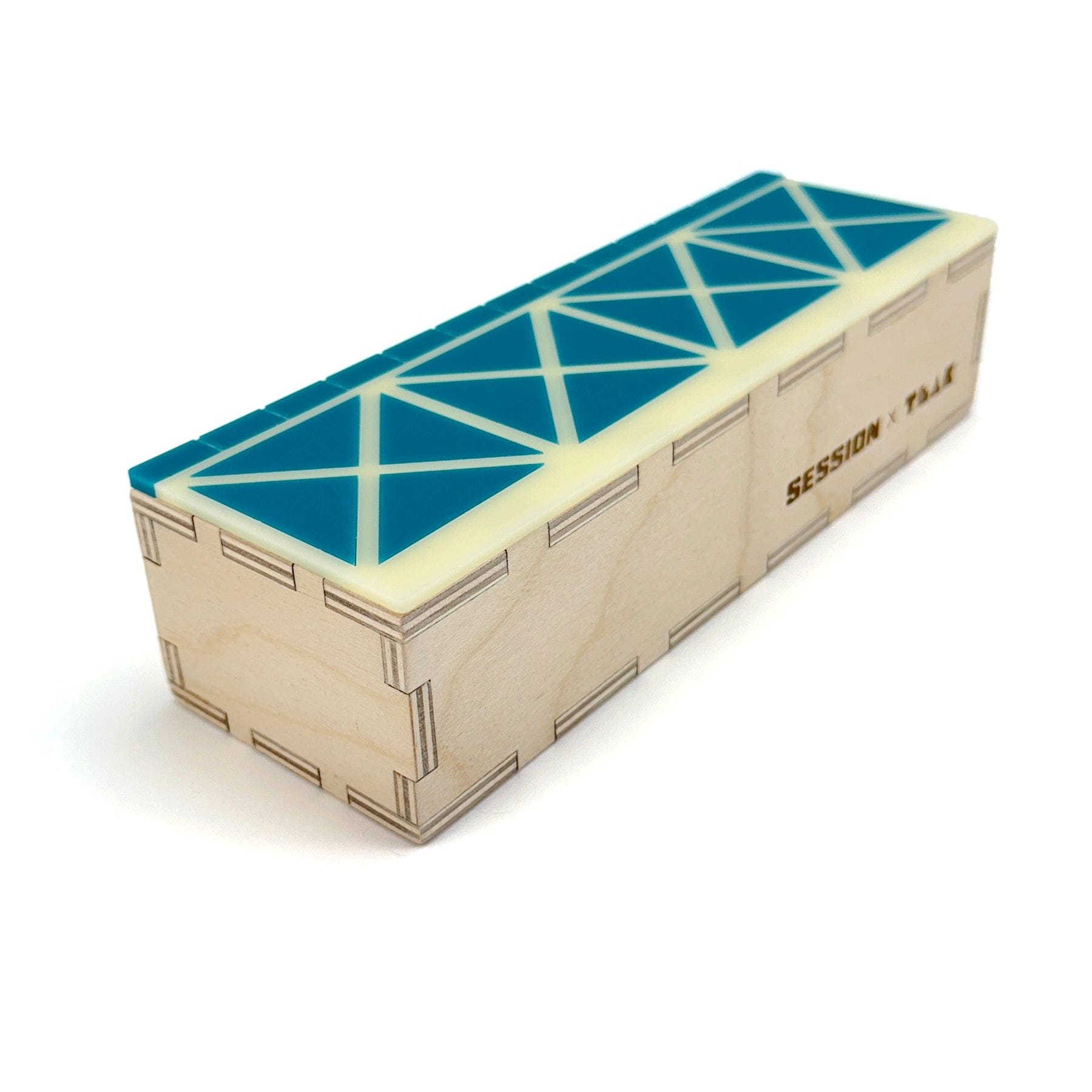 Wooden Fingerboard Ramp - "Shred Ledge" Grind Box with Acrylic Mosaic ...