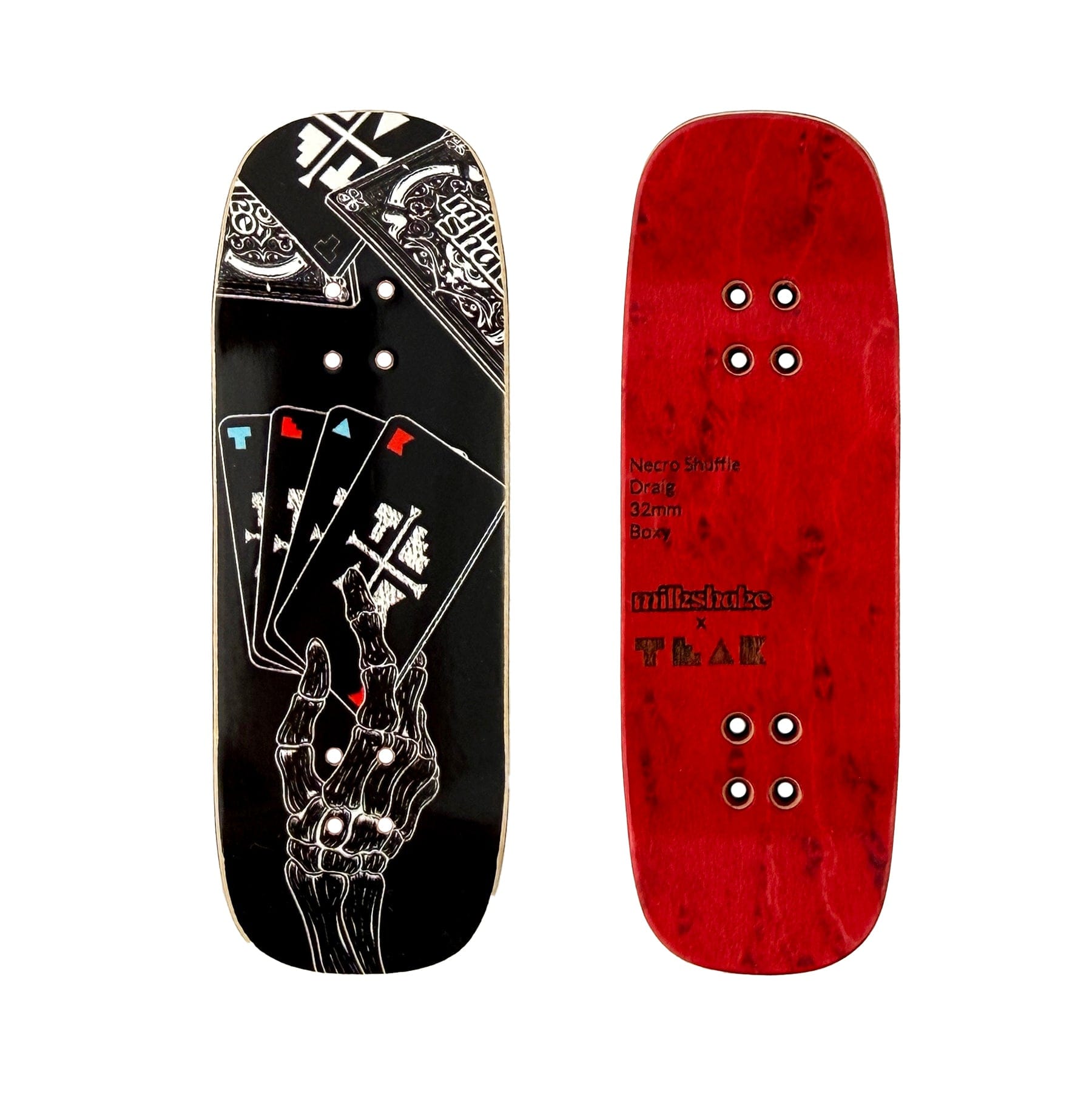 32mm MilkShake x Teak Collab Deck - "Necro Shuffle" Boxy Shape Fingerb ...
