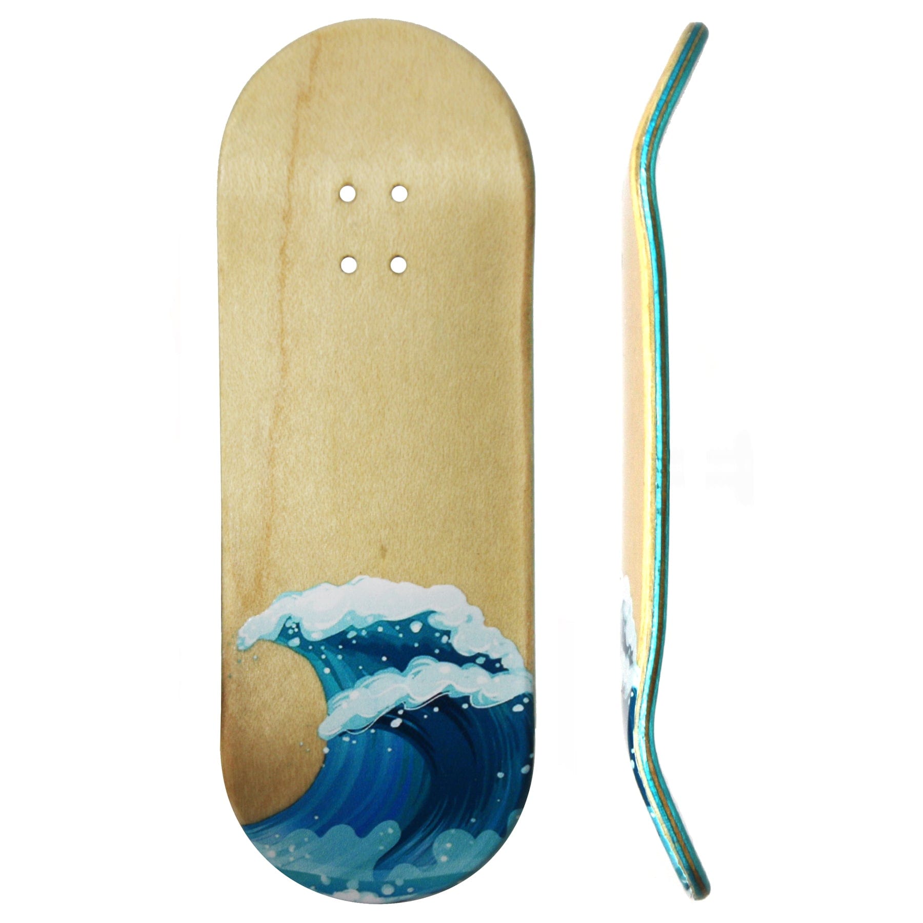 Flow Series Wooden Deck - “Waves” Graphic - 34x96mm with Colorful Plie ...