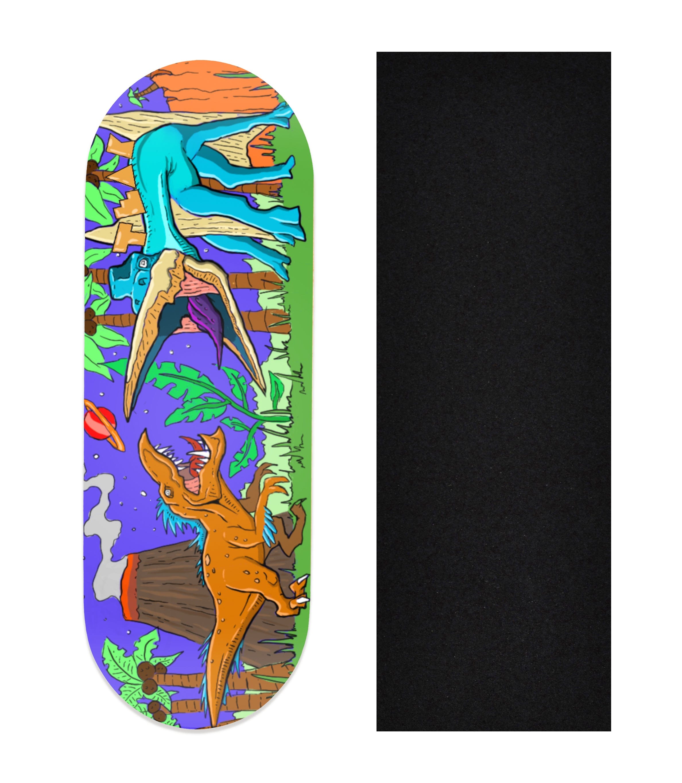 Heat Transfer Graphic Wooden Fingerboard Deck, "Chilla'Saurus" – Teak ...