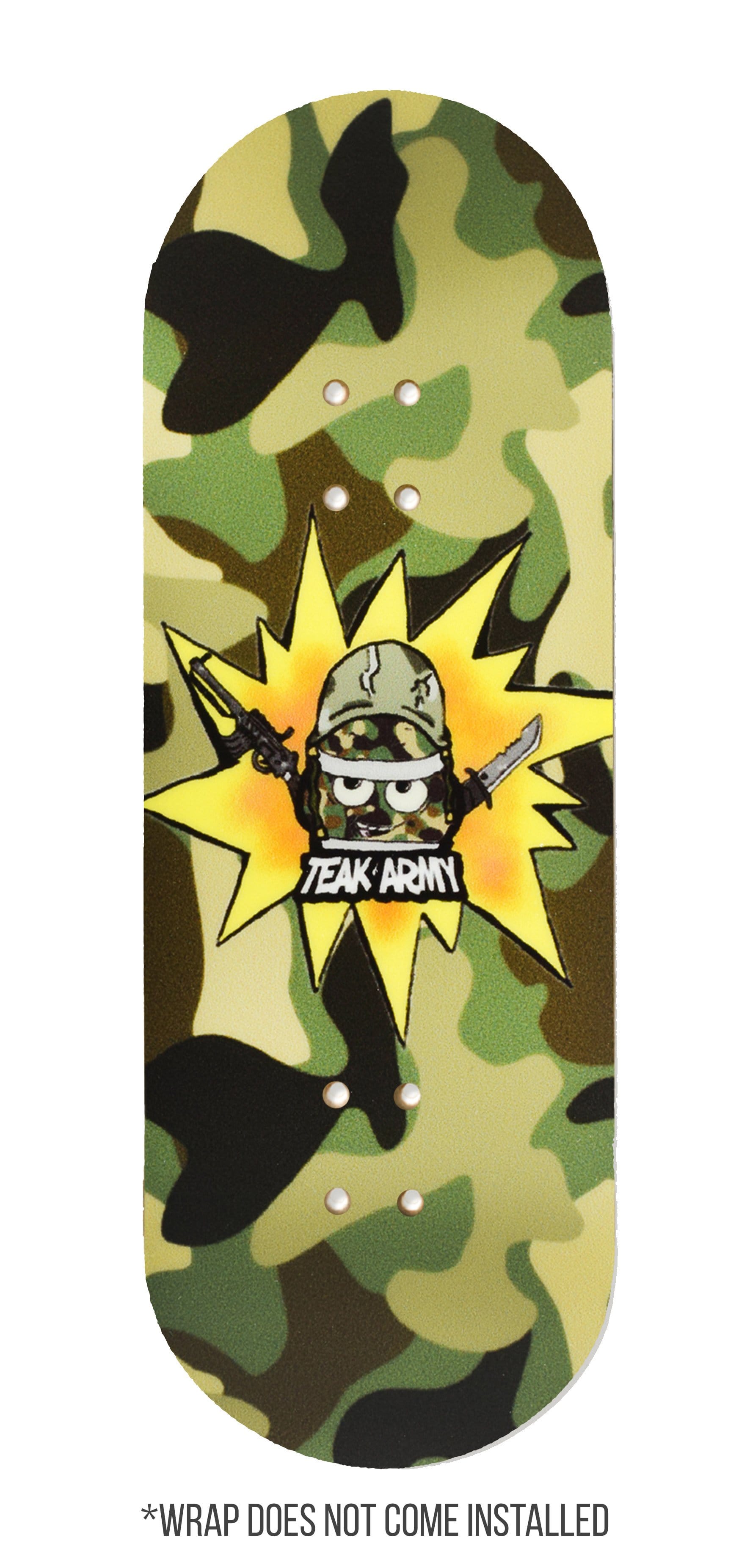 Teak Swap Fingerboard Deck & Graphic Wrap - "Teak Army Camo" - 32mm x ...