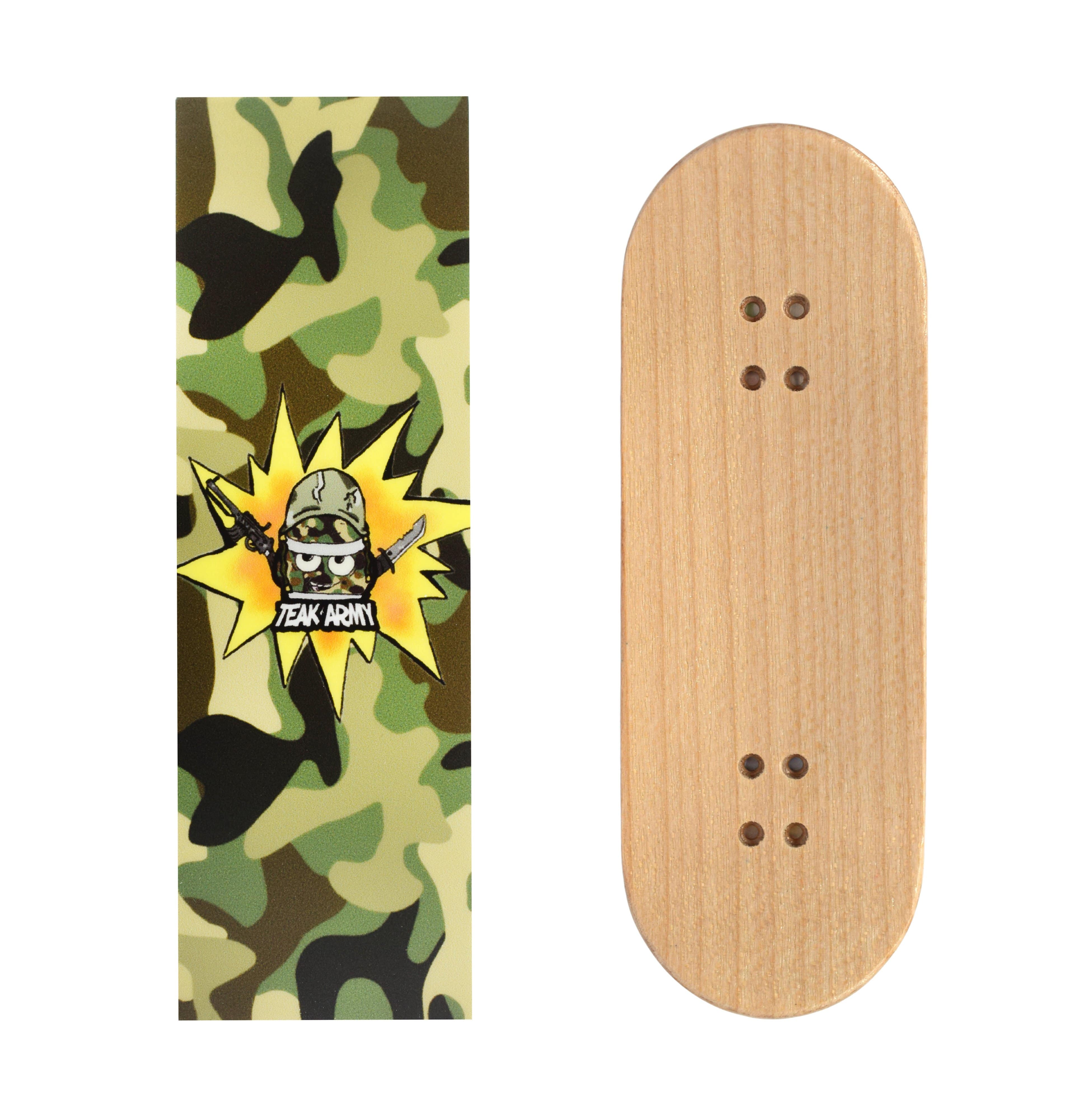Teak Swap Fingerboard Deck & Graphic Wrap - "Teak Army Camo" - 32mm x ...