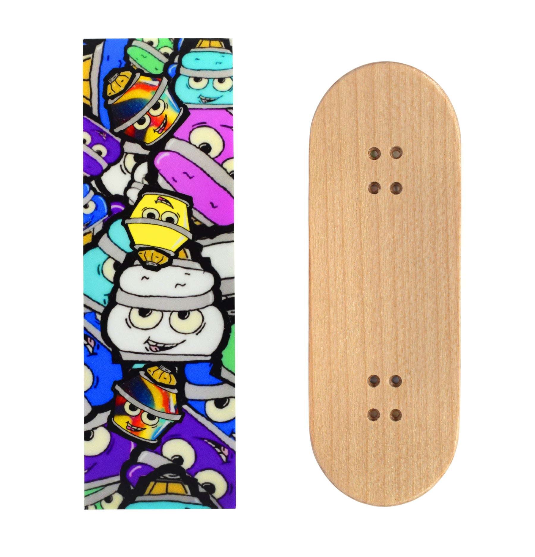 Teak Swap Fingerboard Deck & Graphic Wrap - "Bubble Bushings Collage ...