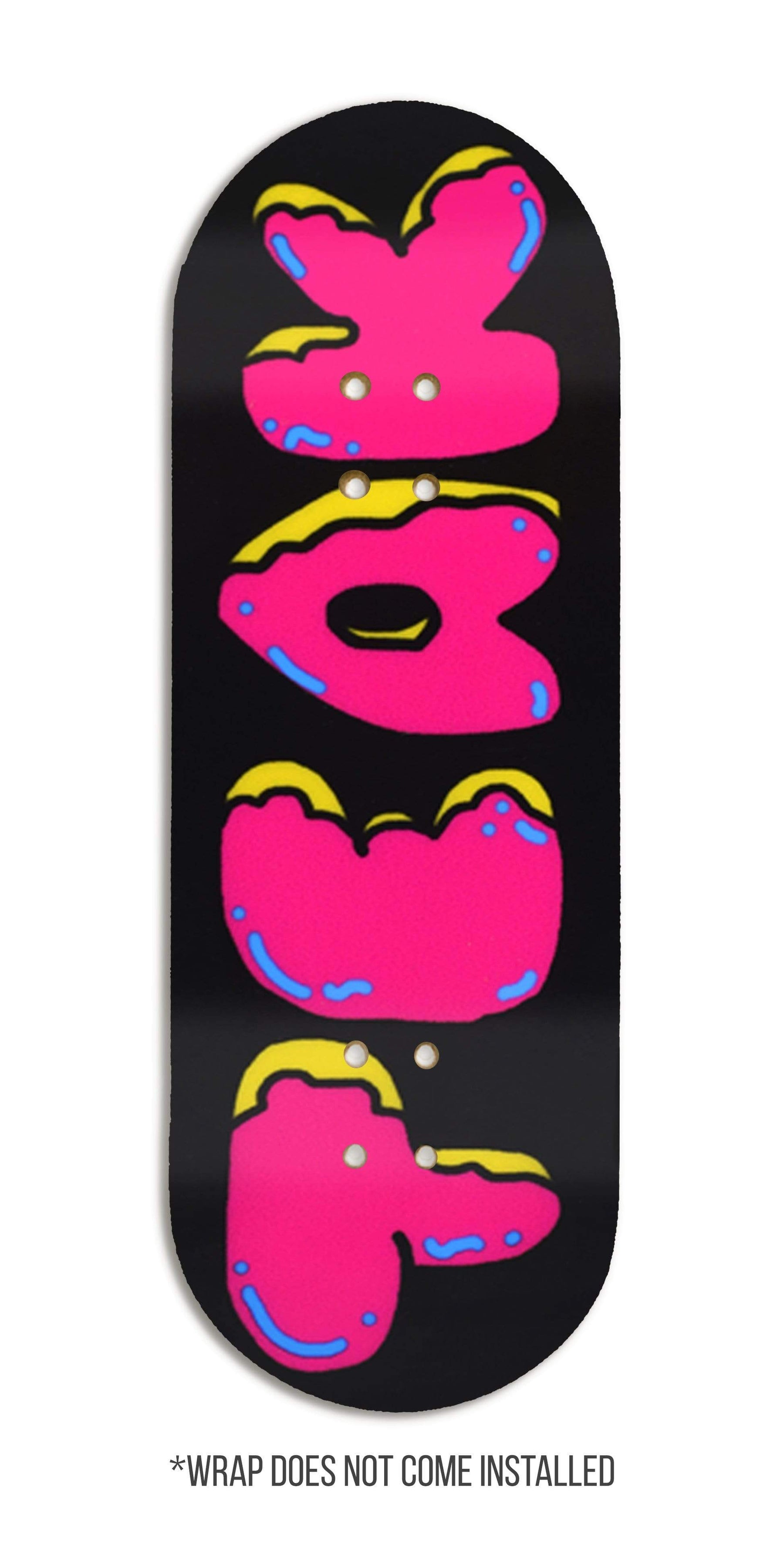 Teak Swap Fingerboard Deck & Graphic Wrap - "Teak Donut Logo, Pink & B ...