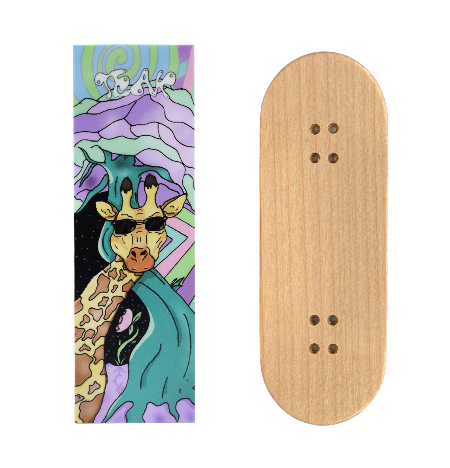 Teak Swap Fingerboard Deck & Graphic Wrap - "Graffiti Giraffe" - 32mm ...